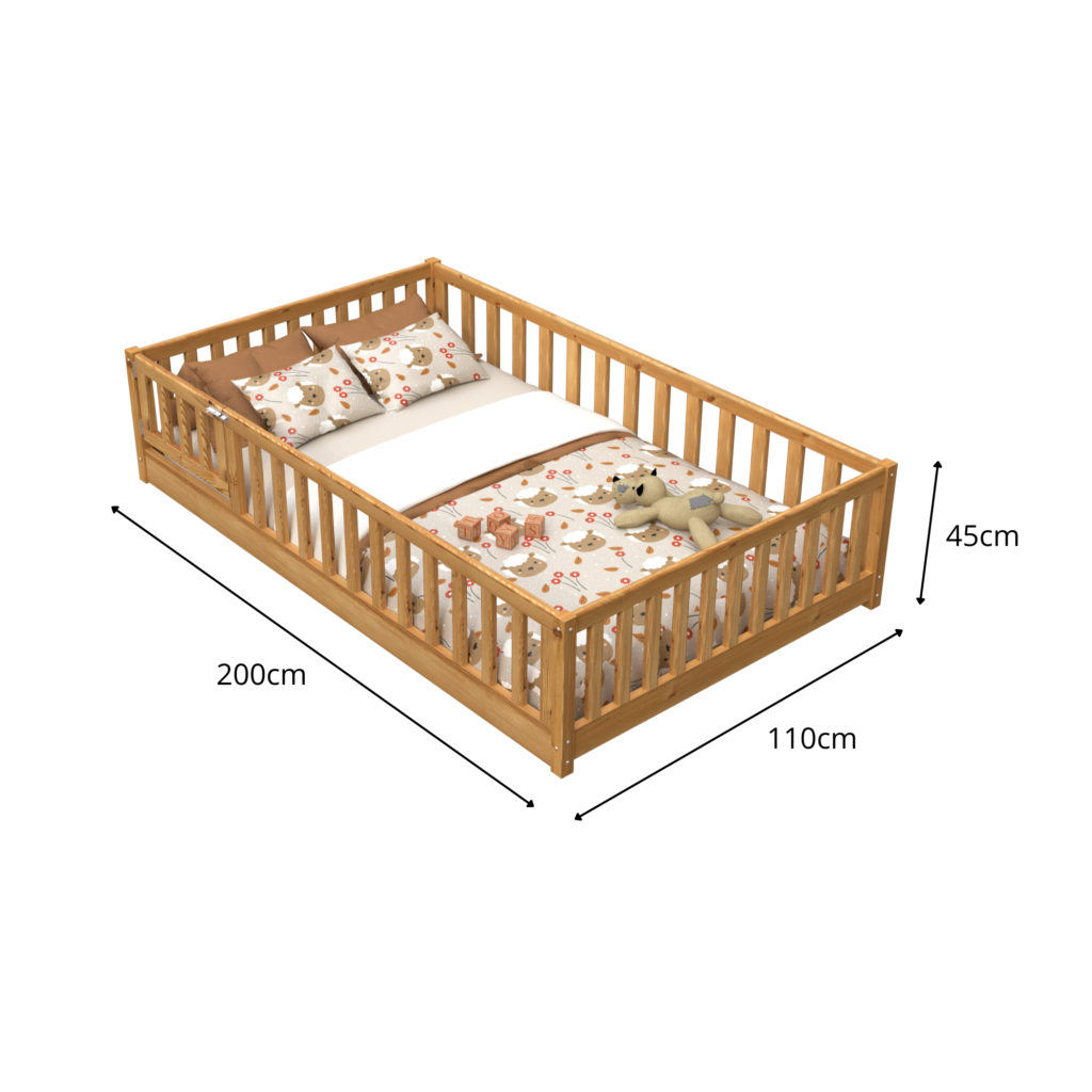 CAMA MONTESSORI EVOLUTIVA CON BARANDAS DE SEGURIDADD - Macrumo